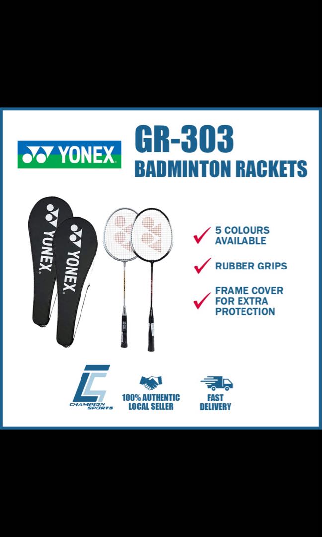 Yonex GR-303 Badminton Racket (Available 5 Colors) Free Racket Bag ...