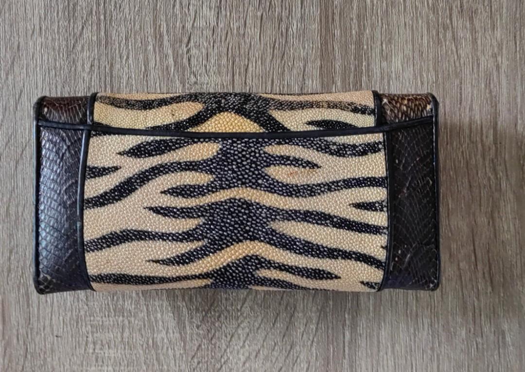 Zebra Print Stingray & Snakeskin Wallet, Women's Fashion, Bags ...