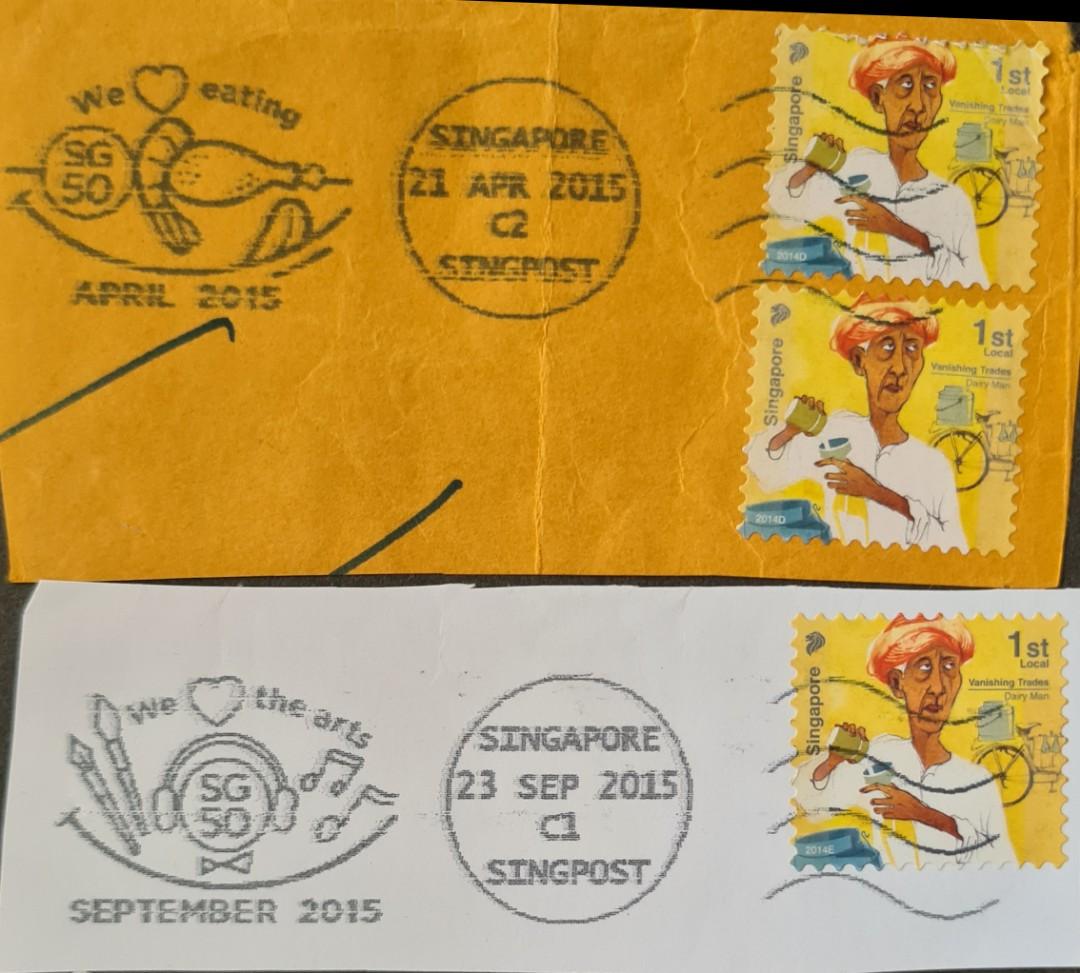 2015 A Group Of 15 SingPost SG50 slogans on stamped letter mail ...