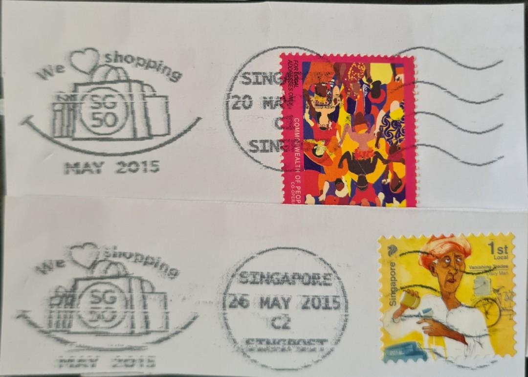2015 A Group Of 15 SingPost SG50 slogans on stamped letter mail ...