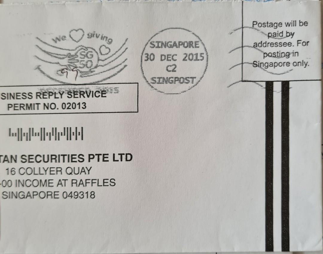 2015 A Group Of 15 SingPost SG50 slogans on stamped letter mail ...