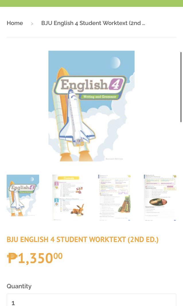 BJU ENGLISH 4, Hobbies & Toys, Books & Magazines, Textbooks on Carousell