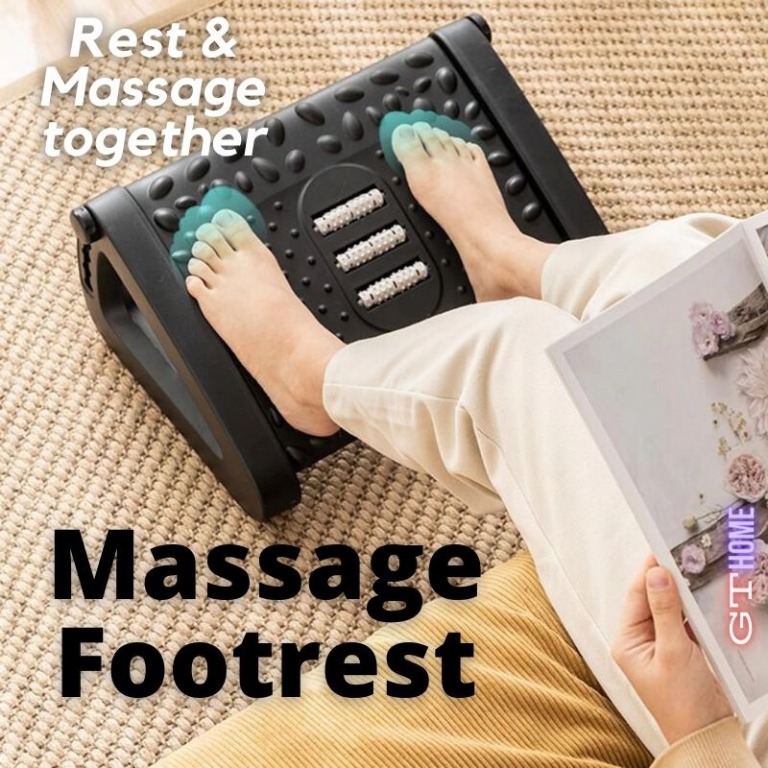 Ergonomic Foot rest with Massage Bead and Wheels and Adjustable Angle ...