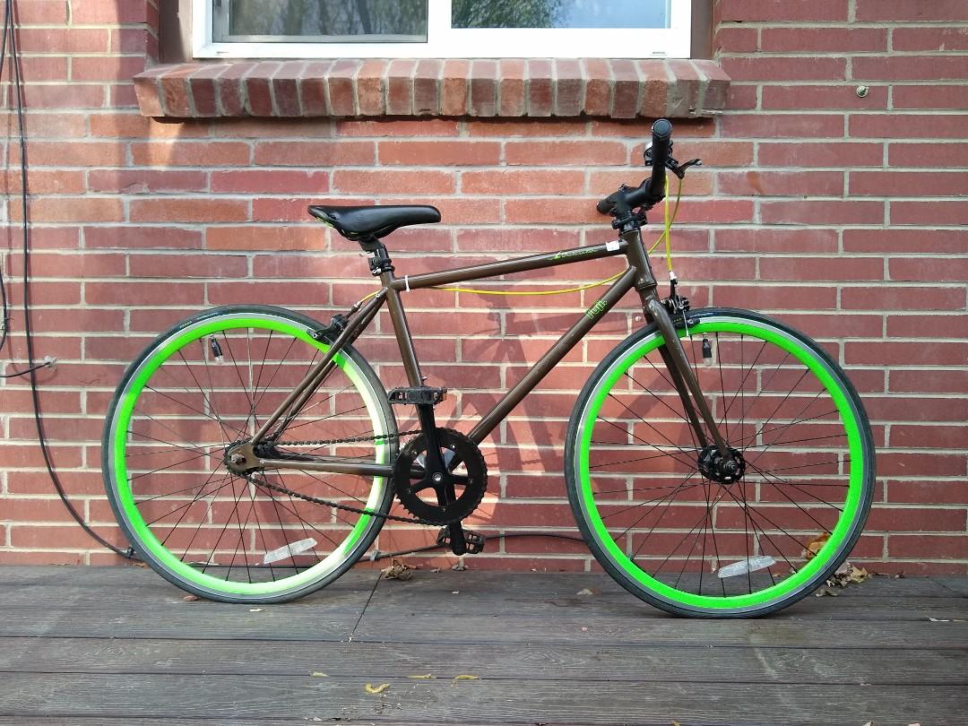Fuji Declaration Fixed Gear Bike 2012 43CM Green and Brown Fixie ...