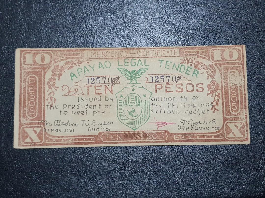 Guerilla note ten pesos apayao legal tender, Hobbies & Toys ...