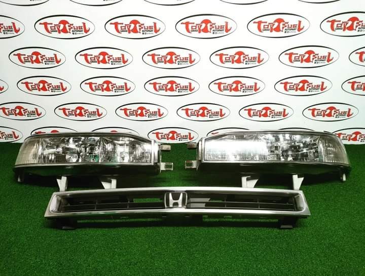 Honda accord sm4 cb3-cb7 90/91 JDM Stanley one-piece chrome headlight with OEM JDM grille, Auto ...