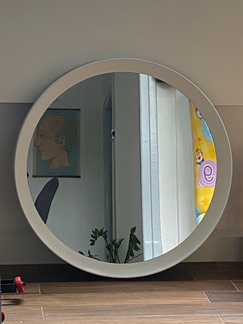 Hooga Hudson white round mirror, Furniture & Home Living, Home Decor ...