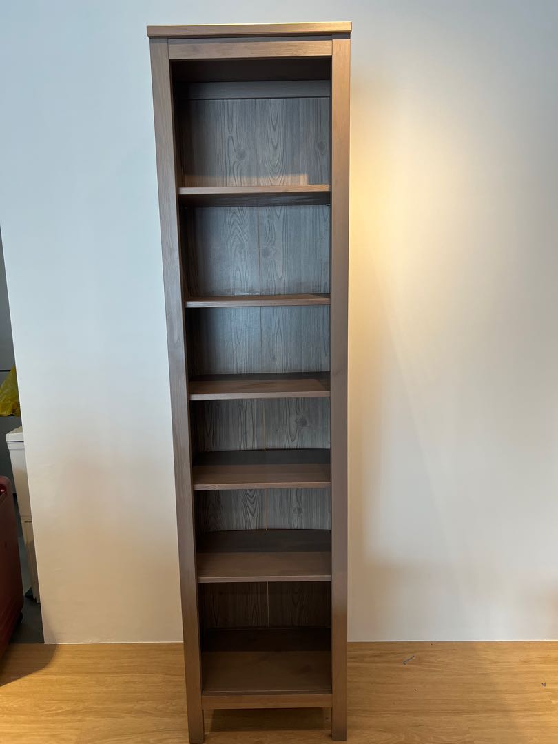 Ikea Hemnes Narrow Bookcase Dark Grey, Furniture & Home Living ...