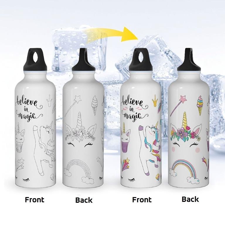 Magic Colour Changing Water Bottle for Kids 500ml Aluminium Ice-Cold ...