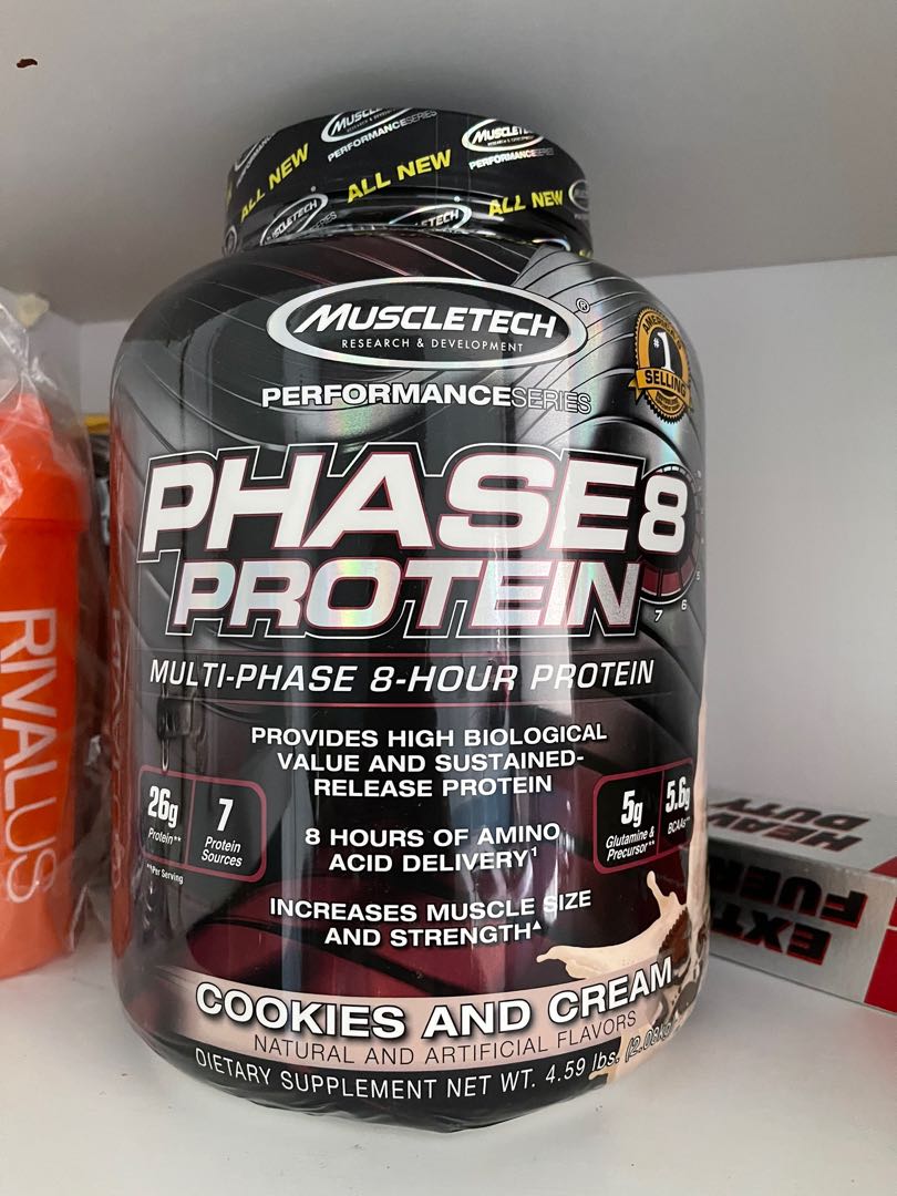 Muscletech Phase 8 Protein Cookies & Cream 5lbs, Health & Nutrition ...