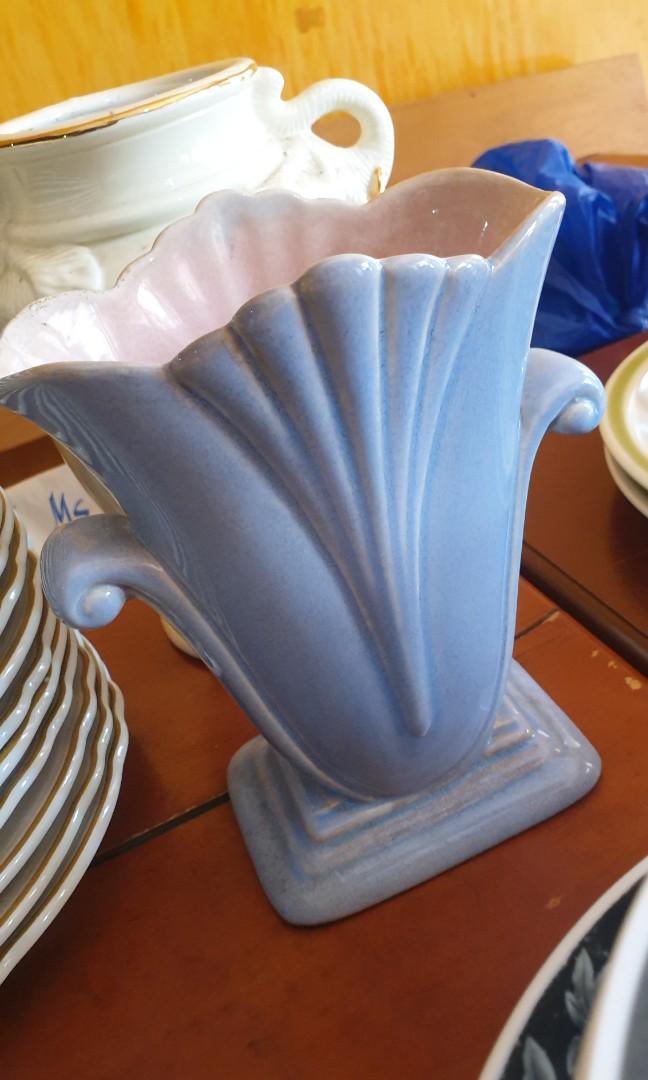RED-WING USA 1930's Scroll Handled Vase Pale Blue, Furniture & Home ...