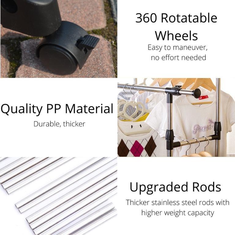 (SG STOCK) Adjustable Single & Double Pole Clothes Rack Stand Drying ...