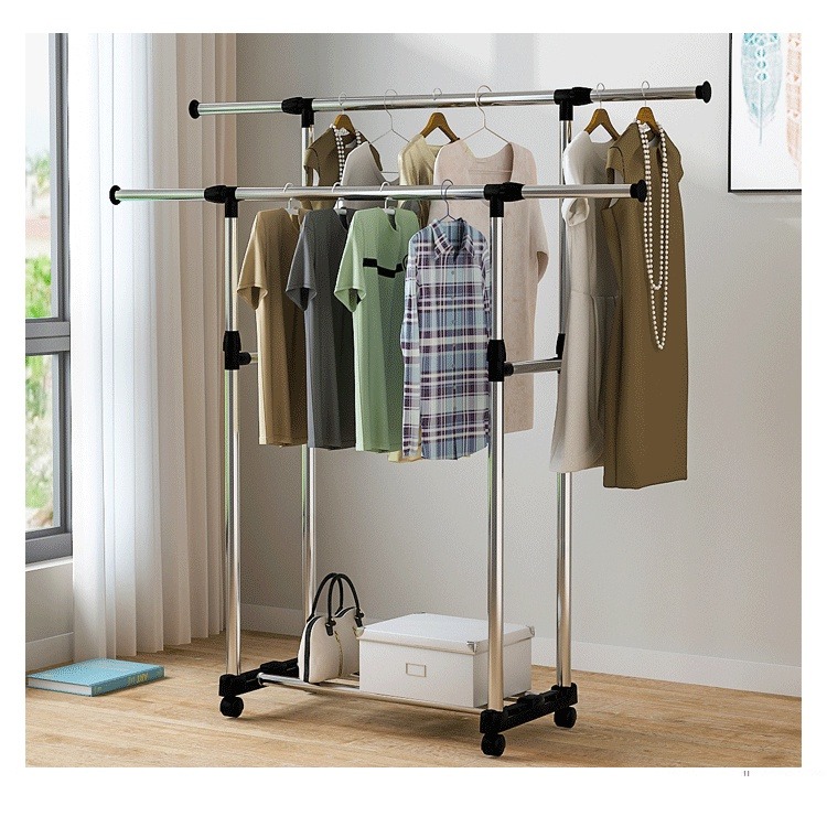 (SG STOCK) Adjustable Single & Double Pole Clothes Rack Stand Drying ...