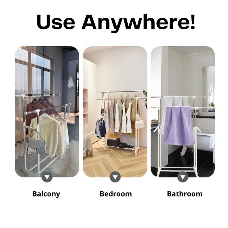 (SG STOCK) Adjustable Single & Double Pole Clothes Rack Stand Drying ...