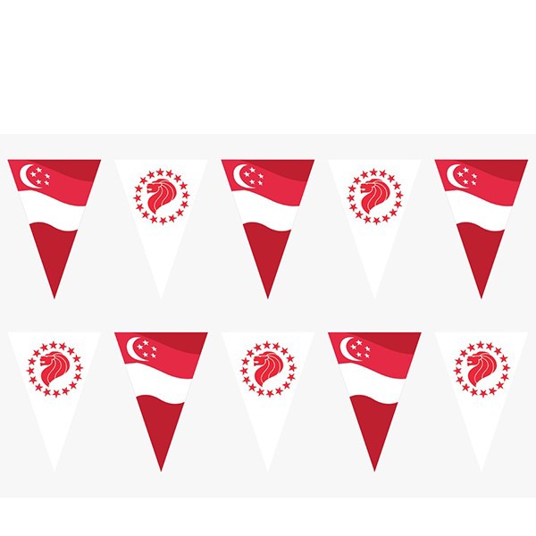 Singapore NDP Triangle Flag Banner Bunting Red & White, Hobbies & Toys ...