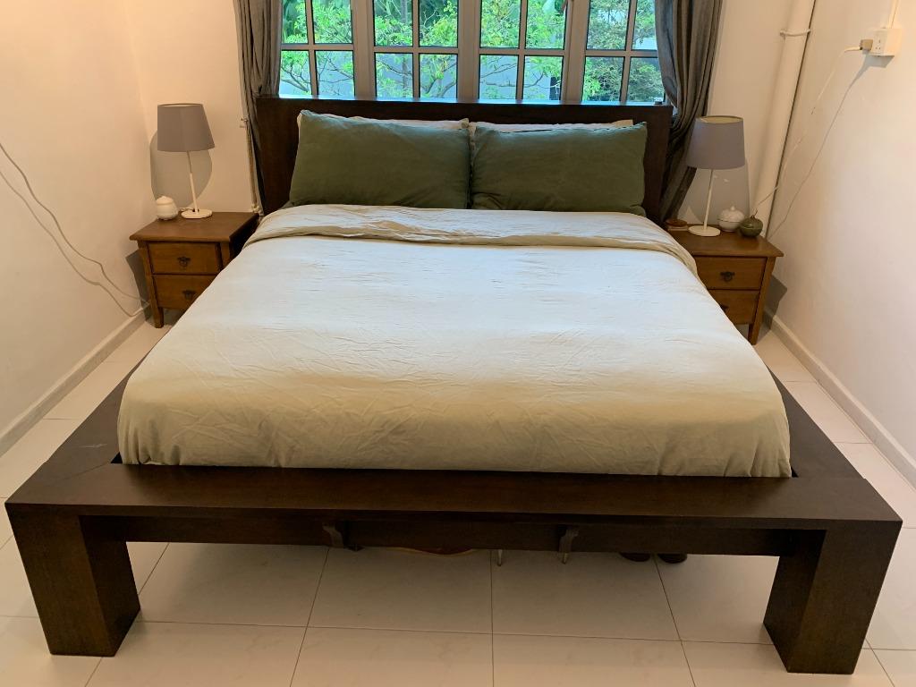 Solid Teak Wood Bed Frame, Furniture & Home Living, Furniture, Bed Frames & Mattresses on Carousell