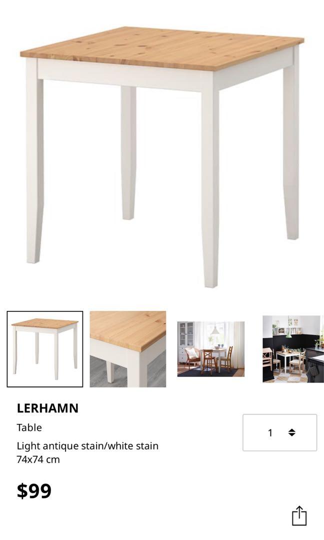 Solid Wood Ikea Lerhamn Square Table (White), Furniture & Home Living ...