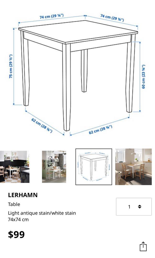 Solid Wood Ikea Lerhamn Square Table (White), Furniture & Home Living ...