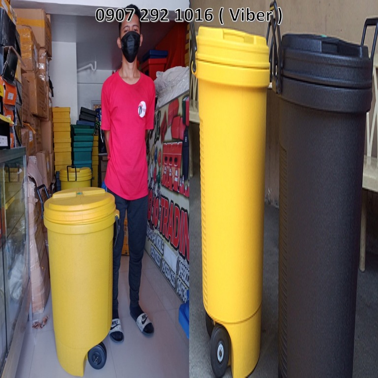 Trolling bin trash bin w/wheels 77, Furniture & Home Living, Cleaning ...