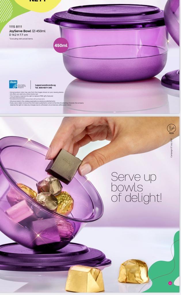 Tupperware Crystalline Bowl 450ml, Furniture & Home Living, Kitchenware ...