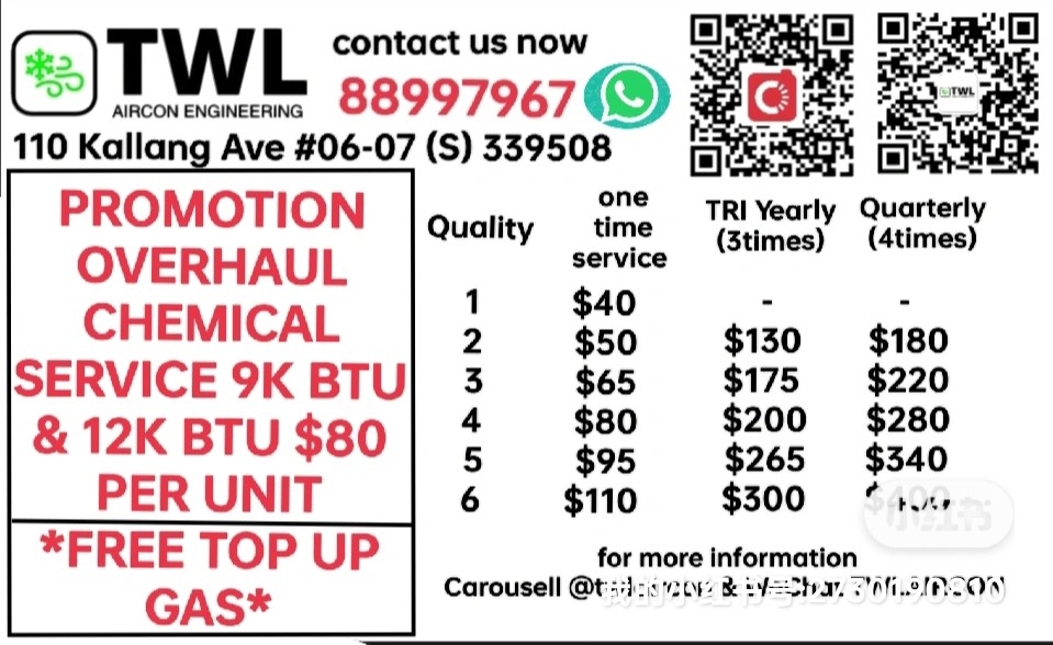 TWL Aircon ,365Days Available, Home Services, Aircon Services on Carousell