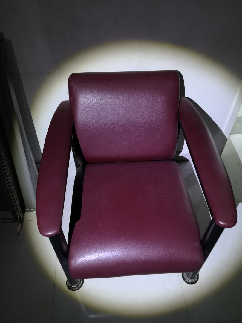 vintage pvc leather chair w arm rest, Furniture & Home Living ...