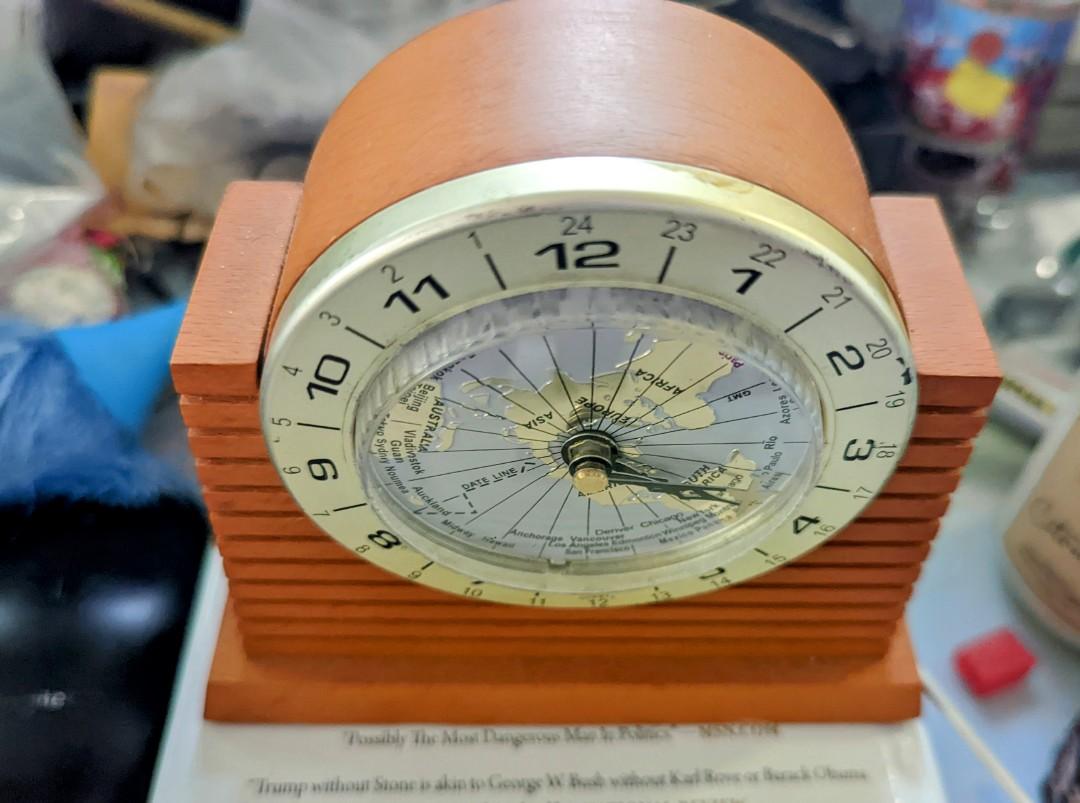 Vintage world time table clock, Furniture & Home Living, Home Decor ...