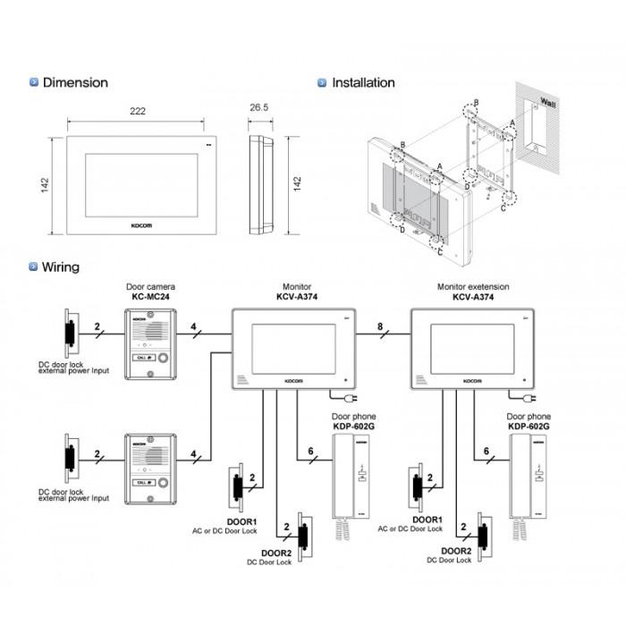 全新 KOCOM Video Doorphone | Model. KCV-A374SD CCTV門鐘, 家庭電器, 其他家庭電器 ...