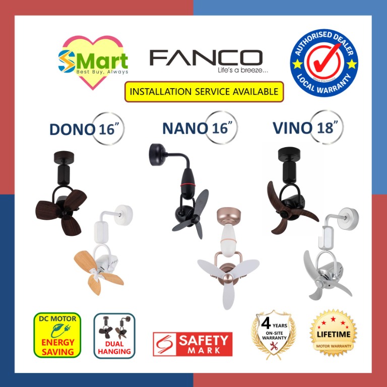 Fanco DONO NANO VINO 16" 18" Corner Fan with Remote *PM for ...