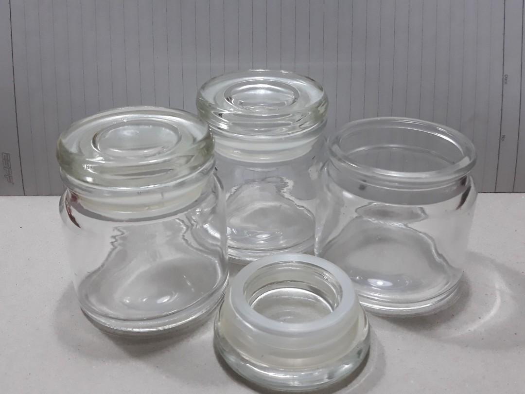 Glass jars with glass lid with silicone seal, Furniture & Home Living ...