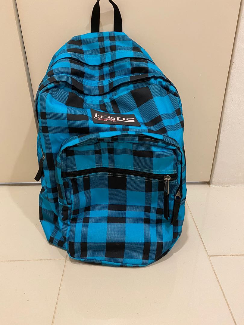 Jansport Blue Plaid Large Backpack, Women's Fashion, Bags & Wallets ...