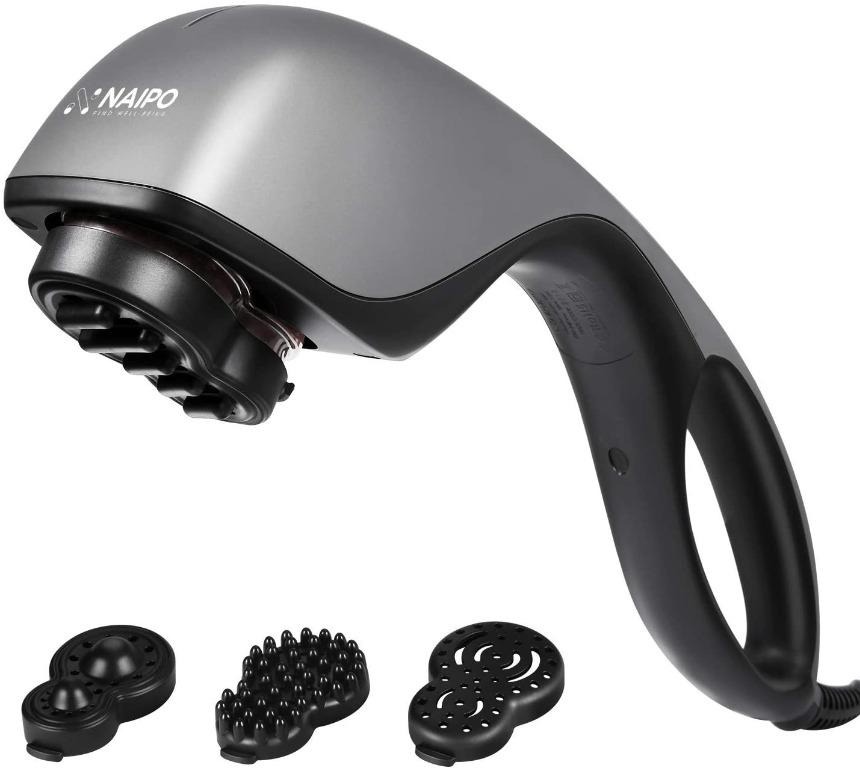 Naipo Handheld Percussion Massager with Heat, Electric Back Massage for Stress Relief and Muscle ...