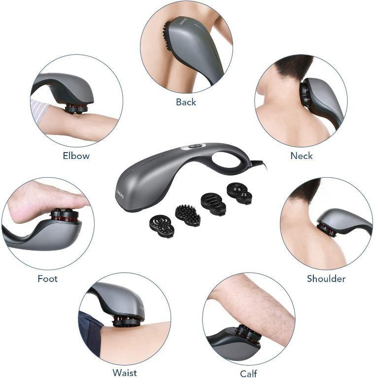 Naipo Handheld Percussion Massager with Heat, Electric Back Massage for Stress Relief and Muscle ...