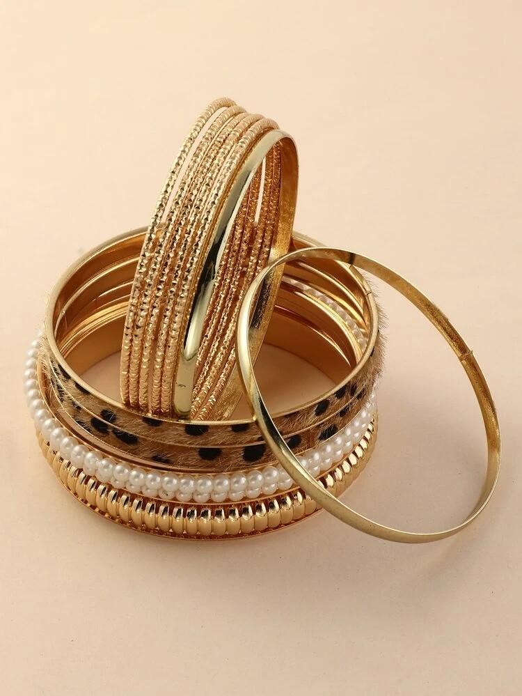 New 12 Piece 7 CM Diameter Bangles Jungle Zara Like Gold Brown Animal ...
