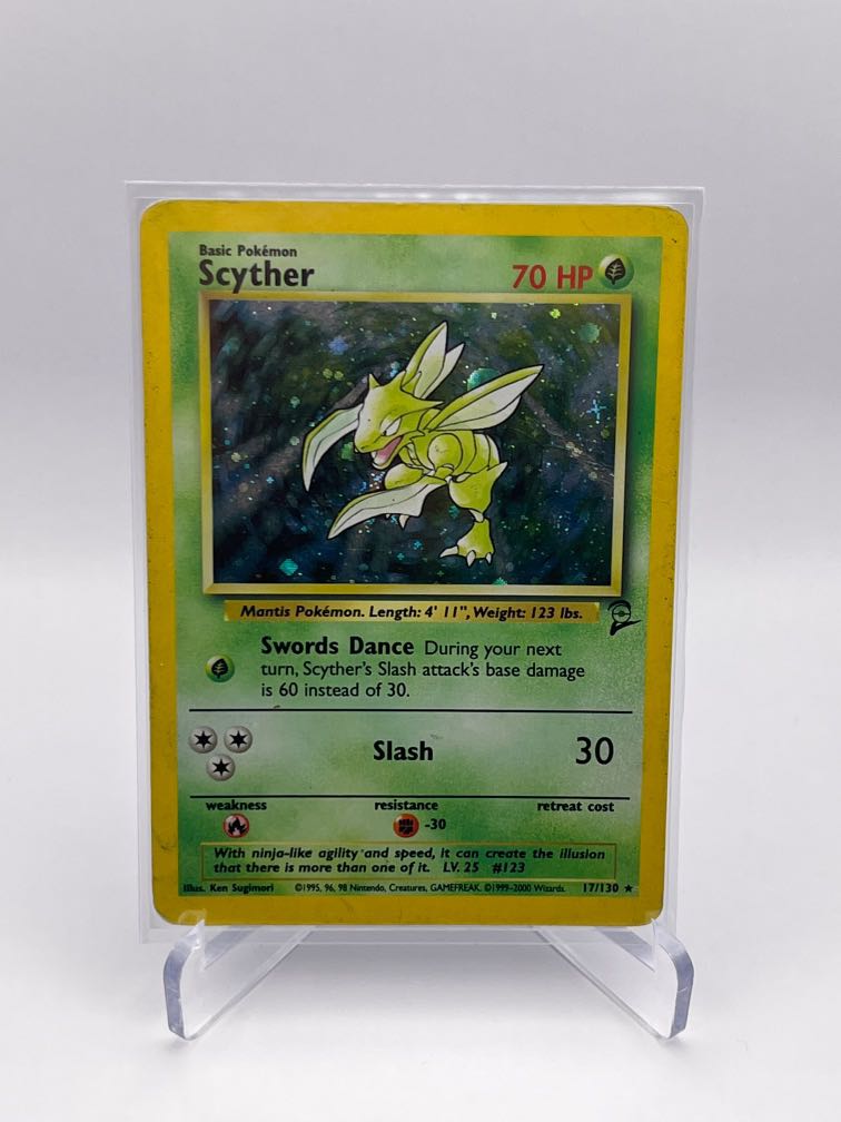 Pokemon TCG: Scyther 17/130 base set 2 - holo, Hobbies & Toys, Toys & Games on Carousell