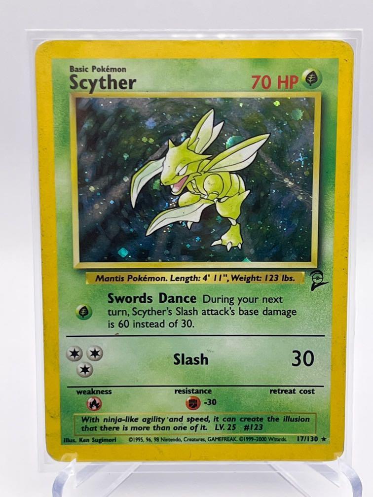 Pokemon TCG: Scyther 17/130 base set 2 - holo, Hobbies & Toys, Toys & Games on Carousell
