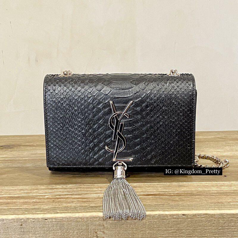 Pre-order YSL Saint Laurent Kate Mini Snakeskin Flap Silver Hardware ...