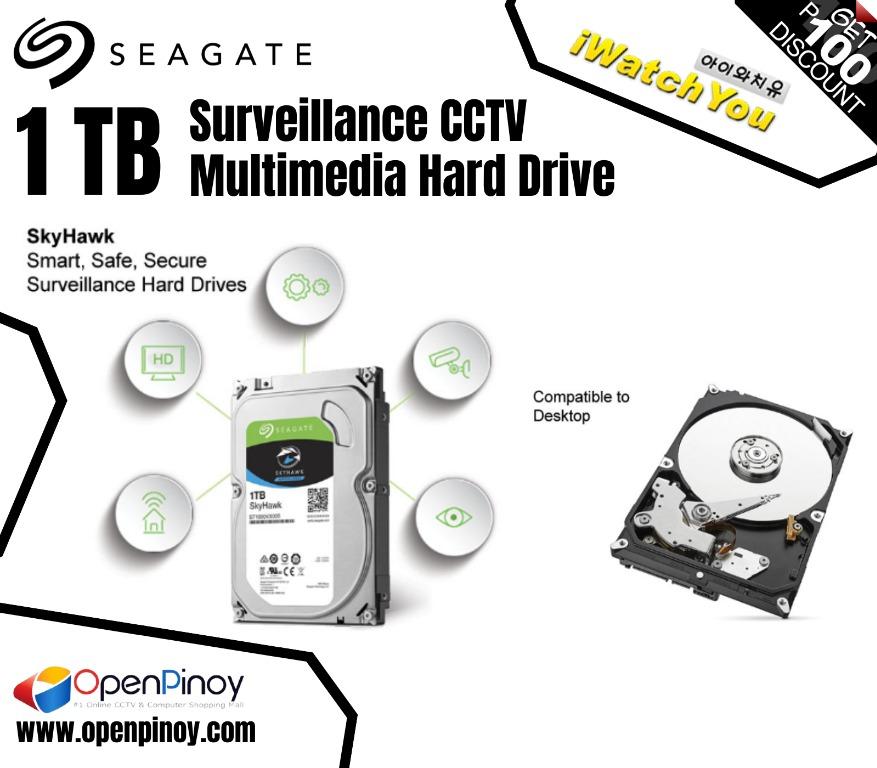 Seagate SKYHAWK 1TB Surveillance CCTV Multimedia Hard Drive, Furniture ...