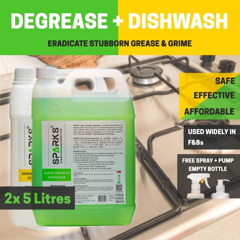SPARKS Super Strength Degreaser (5 Litres) and SPARKS Dishwashing Liquid (5 Litres) | Degrease ...