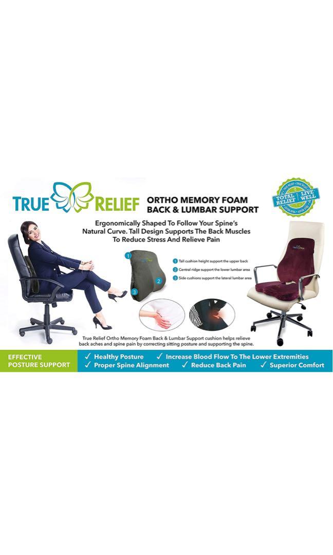 True Relief Ortho-Memory Form Back Support Cushion, Health & Nutrition ...