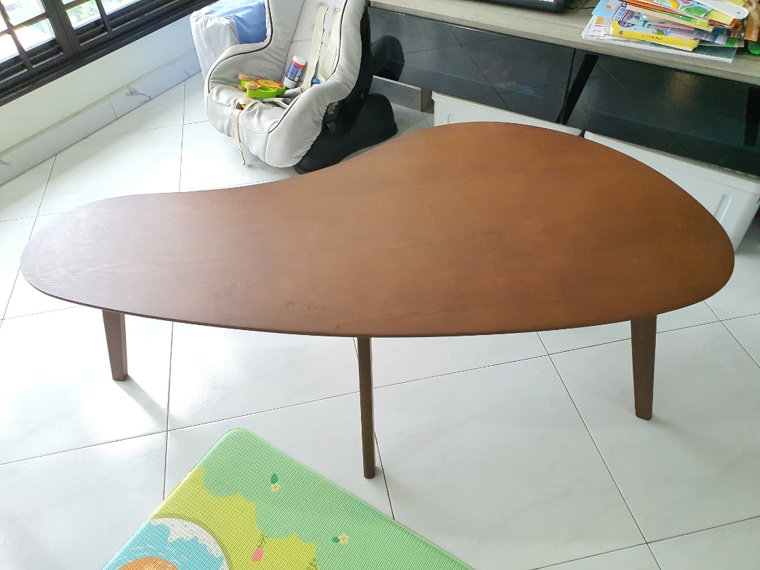 Wood curve shape coffee table, Furniture & Home Living, Furniture ...