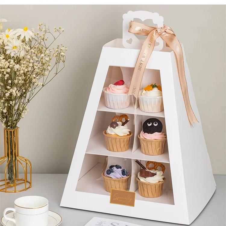 2/3 Tier Pyramid High Tea Box/ Cake Box w/Handle, Furniture & Home ...