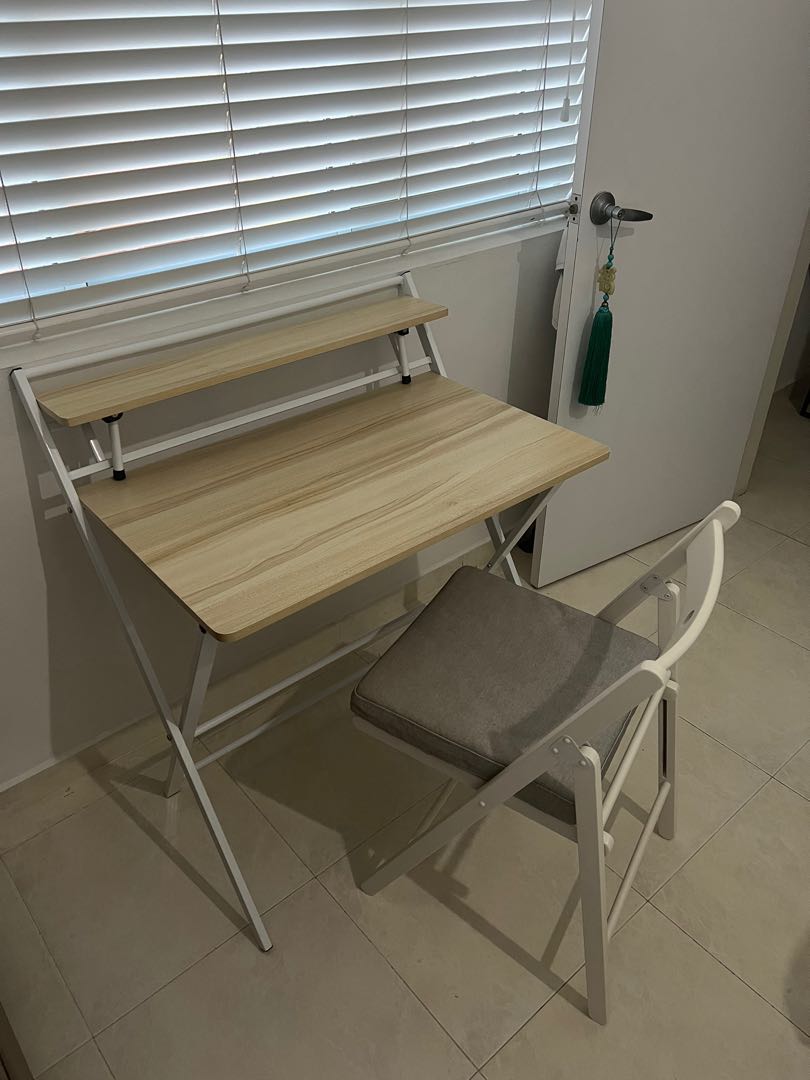 Collapsible Study Table and Chair, Furniture & Home Living, Furniture ...