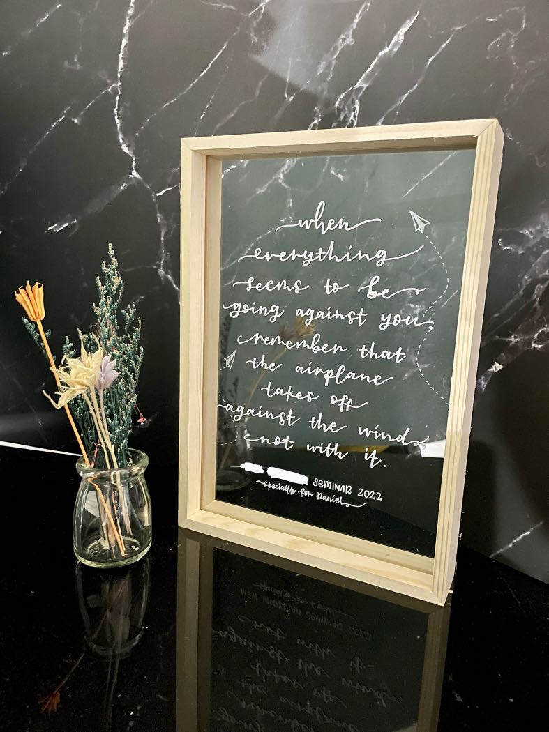 Custom calligraphy frame (acrylic, glass, wooden frame) - personalised ...
