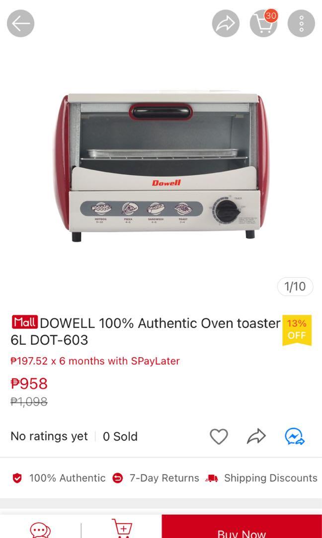 Dowell 6Liters Oven Toaster DOT-603, TV & Home Appliances, Kitchen ...