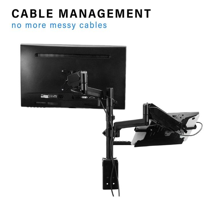 Dual Gas Spring Arm, Monitor + Laptop Mount, Full Motion Adjustable ...