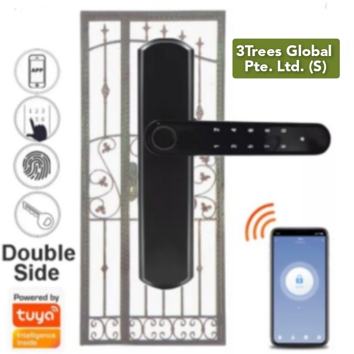 Gate Digital Lock 2-Sided HDB BTO Touch Fingerprint Password Bluetooth ...