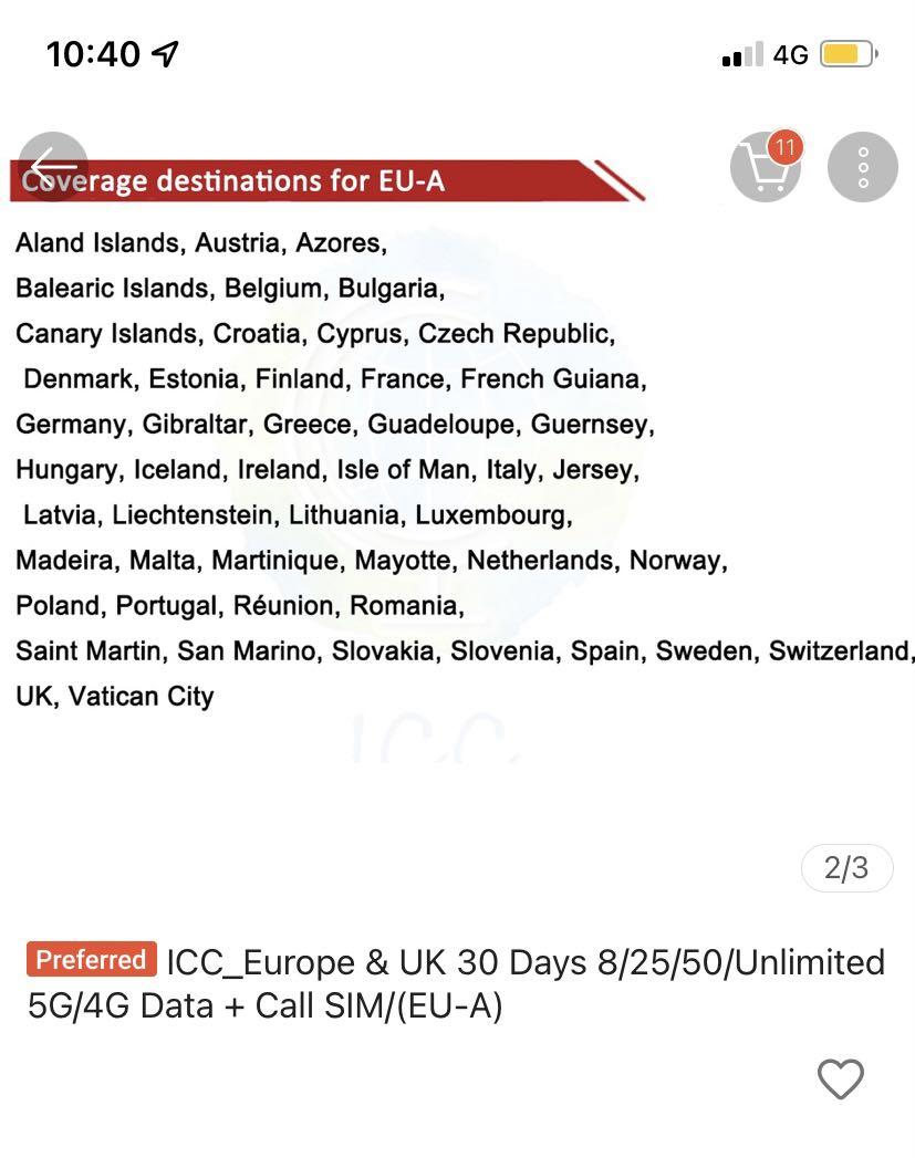 icc europe simcard, Hobbies & Toys, Books & Magazines, Travel & Holiday ...