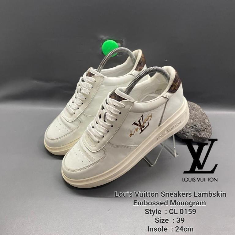 Louis Vuitton CL 0159 Sneakers Lambskin Embossed Monogram Size 39 ...