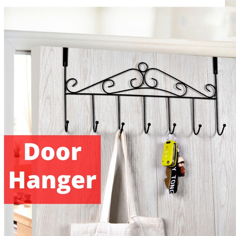 Metal Overdoor Hook/Door Hanger with 7 Hooks Decorative Over Door ...